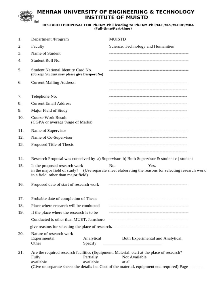 Research Registration Proforma - 11-08-2023 | PDF | Science & Mathematics