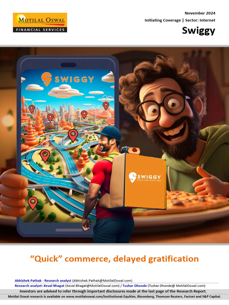 Motilal Oswal Initiating Coverage On Swiggy With 13% UPSIDE Swiggy's | PDF | E Commerce | Retail
