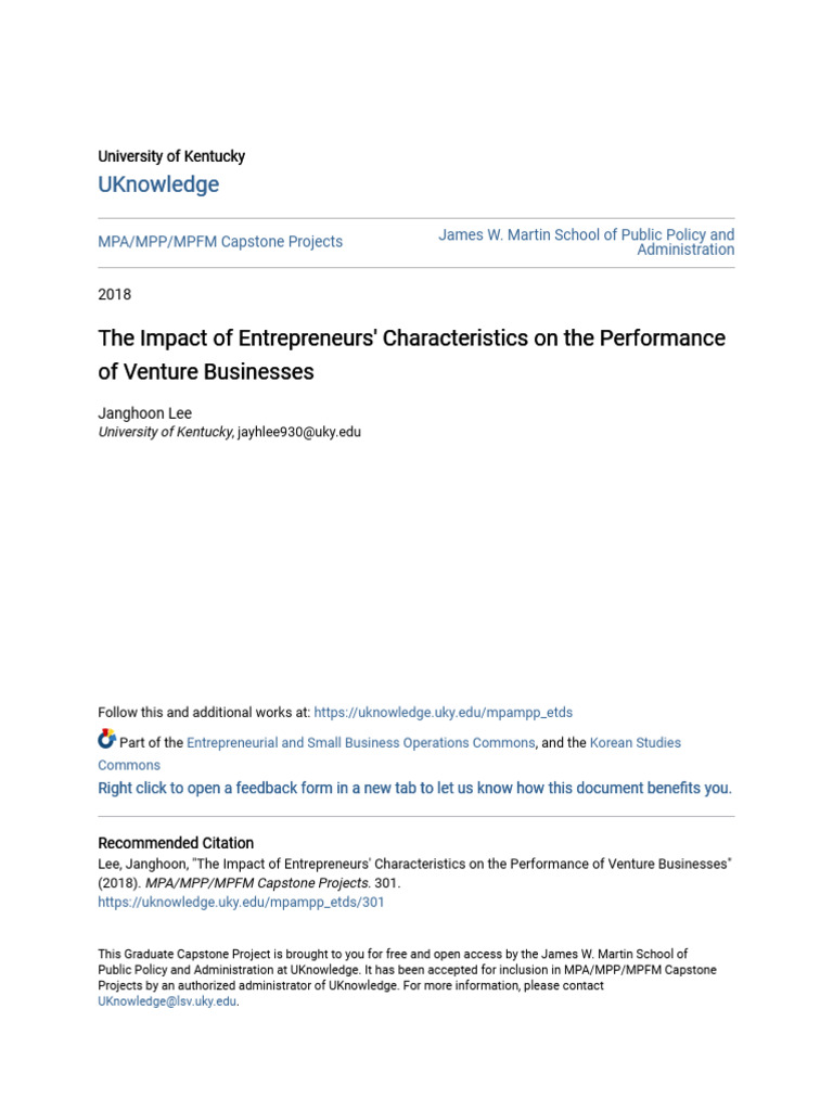 Entrepreneurs' Traits & Venture Success | PDF | Entrepreneurship ...