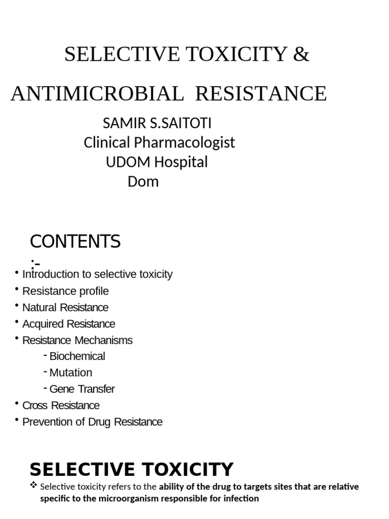 Selective Toxicity & Antimicrobial Resistance | PDF | Antimicrobial ...