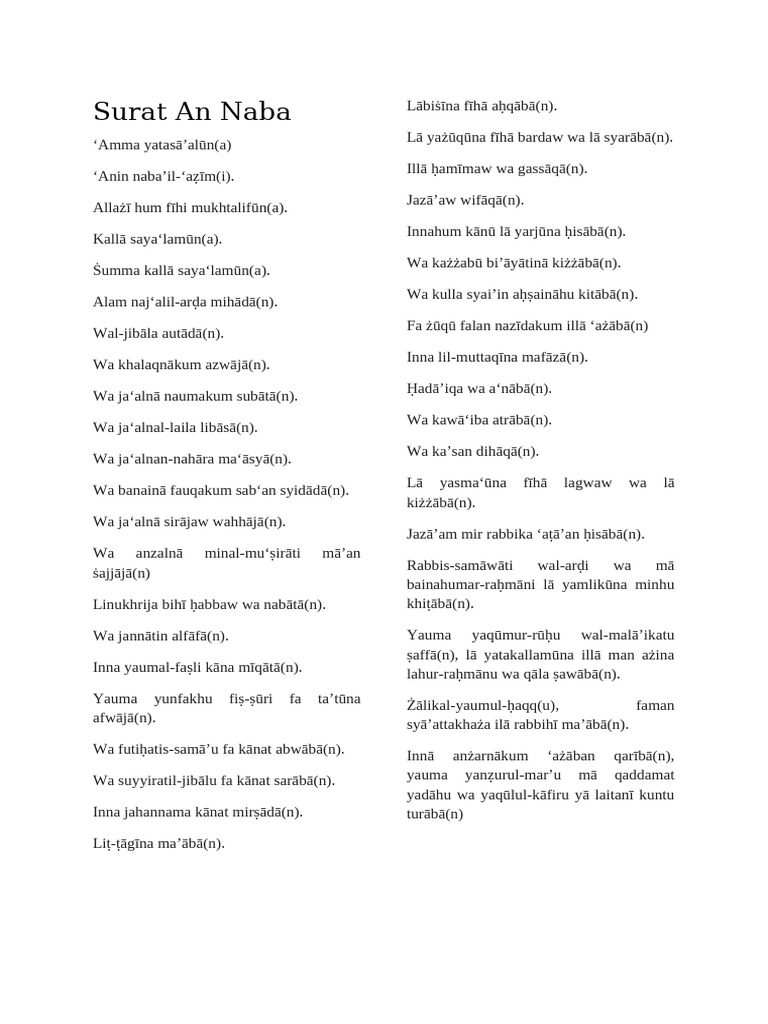 Surat An Naba | PDF