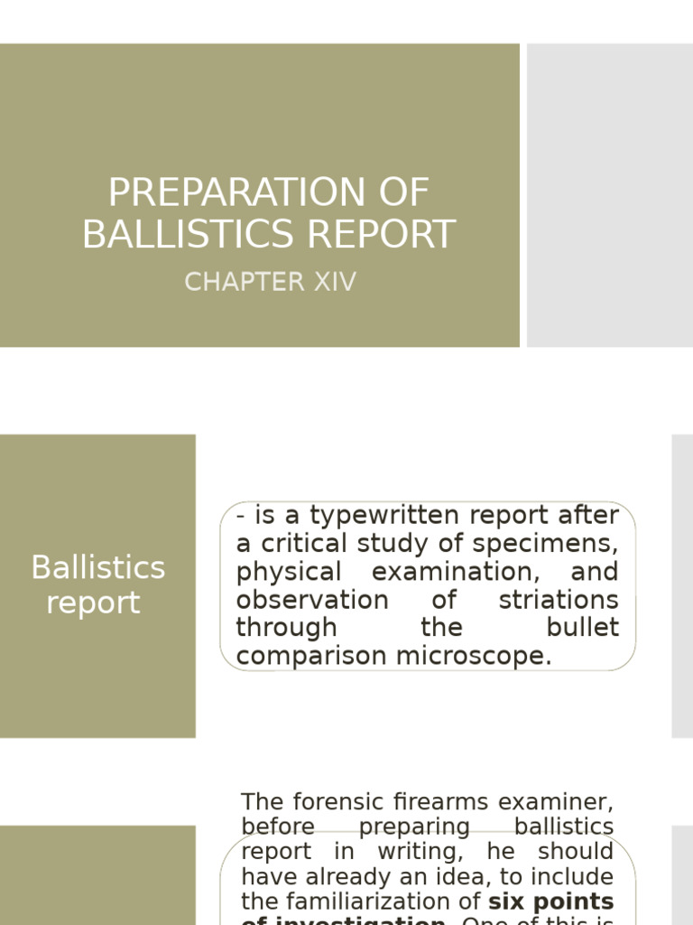 Chapter 14 Preparation of Ballistics Report | PDF