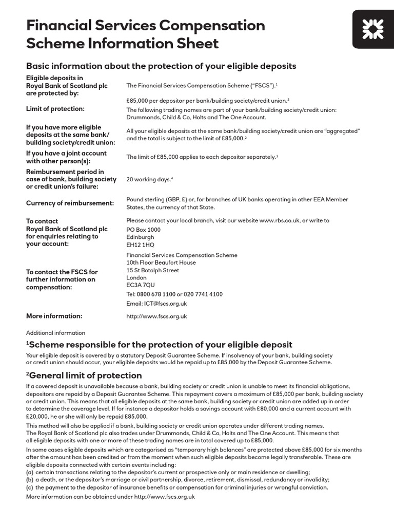 fscs-information-sheet | PDF | Cost Of Living | Deposit Account