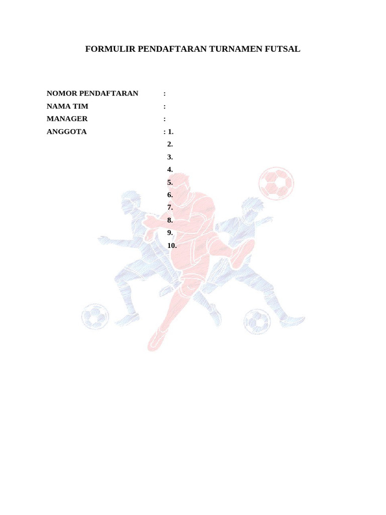 Formulir Pendaftaran Futsal 2 | PDF