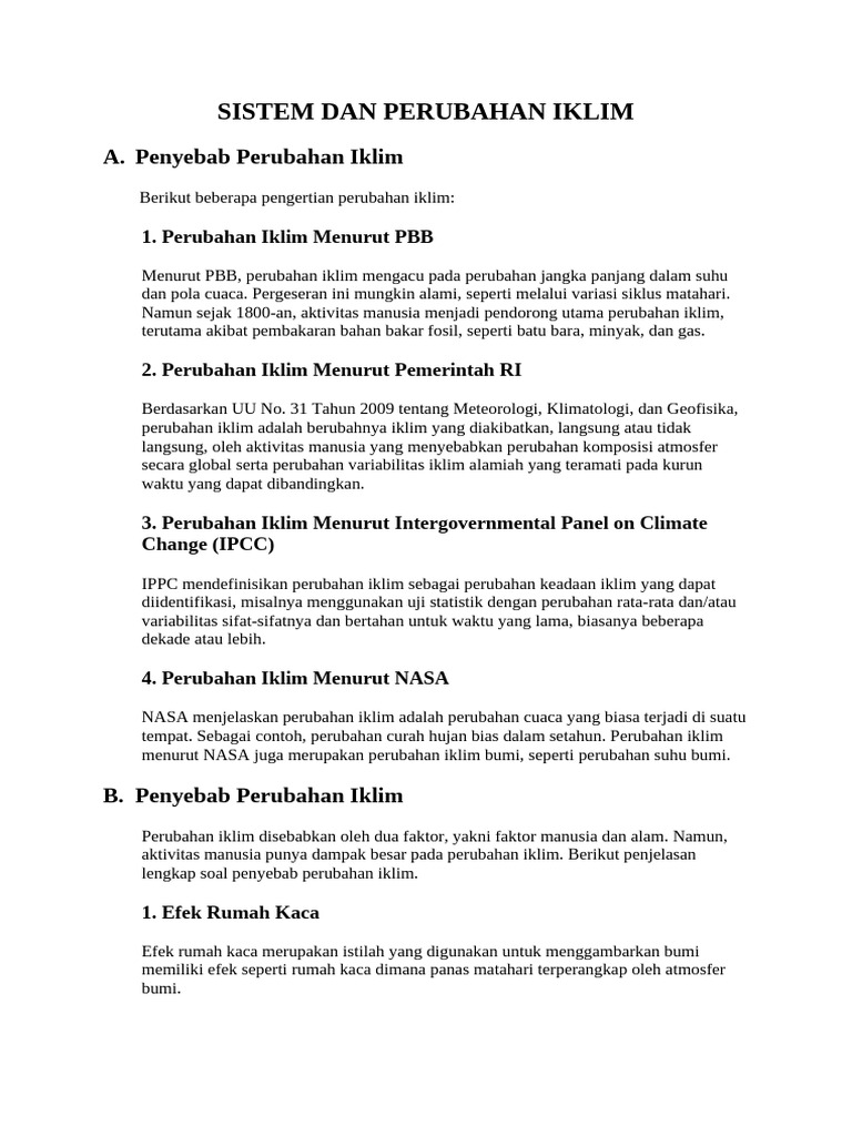 Sistem Dan Perubahan Iklim | PDF