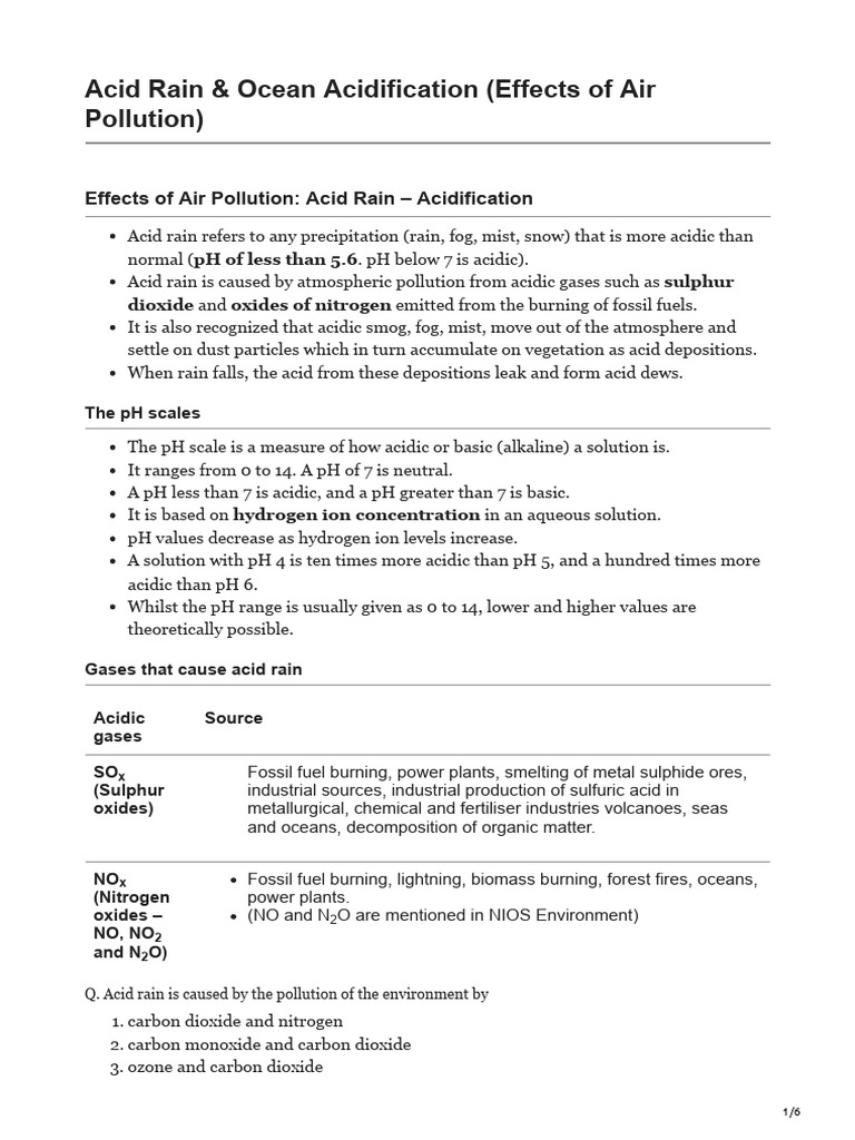 Effects of Acid Rain and Ocean Acidification | PDF | Ocean ...