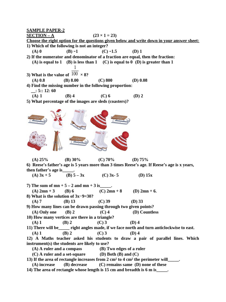 Sample Paper-2 (2023-24) Year End | PDF | Mathematics | Elementary ...