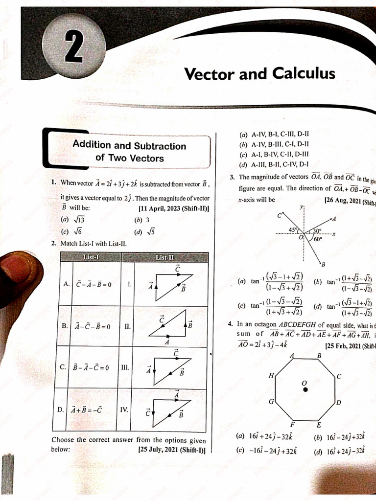 Vector and Calculas Last 5 Year Pyq | PDF