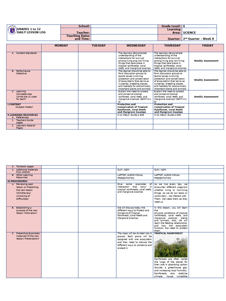 SCIENCE-6-Q2-W8 | PDF | Mangrove | Coral Reef