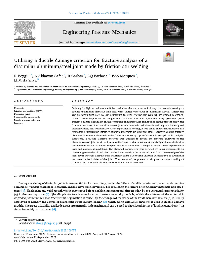 Utilizing A Ductile Damage Criterion For Fracture Analysis of A ...