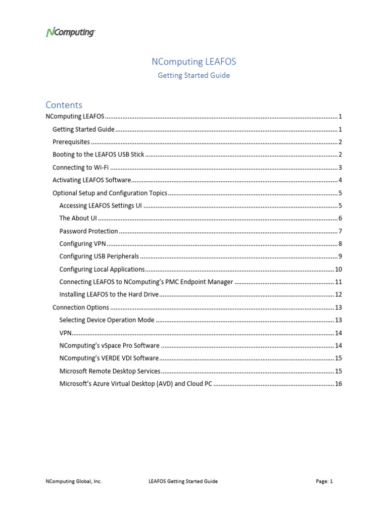 LEAF OS General Quick Start Guide | PDF | Desktop Virtualization | Usb ...
