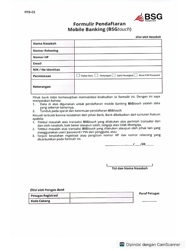 Formulir BSG Touch | PDF