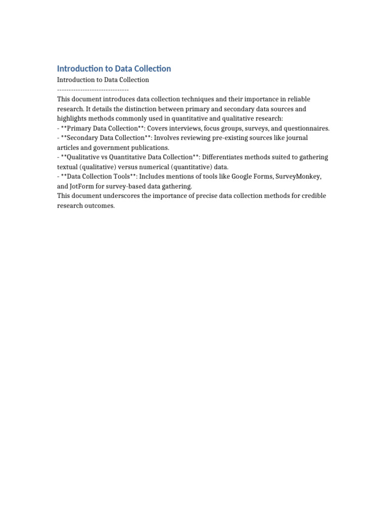 Introduction To Data Collection | PDF | Business