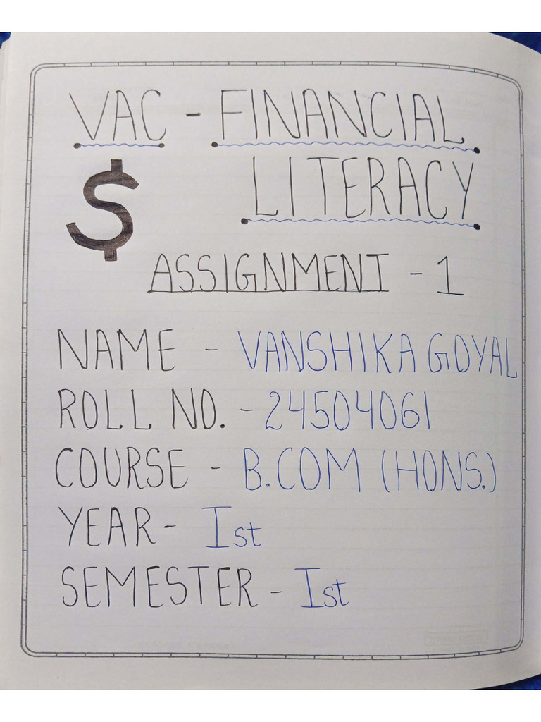 Financial Literacy Sem 1 | PDF