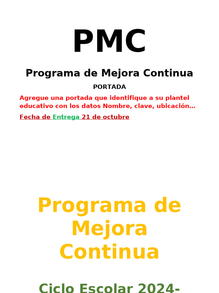 Formato PMC 2024 - 2025-1 | PDF | Evaluación | Maestros
