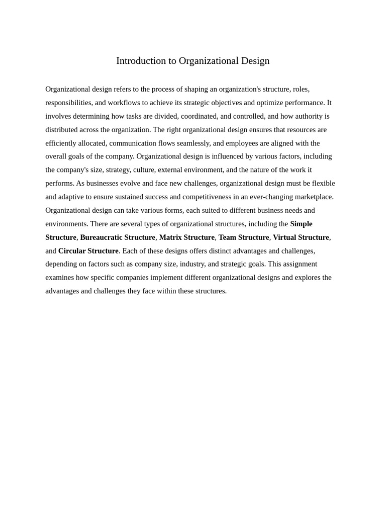 Introduction To Organizational Design | PDF | Organizational Structure ...