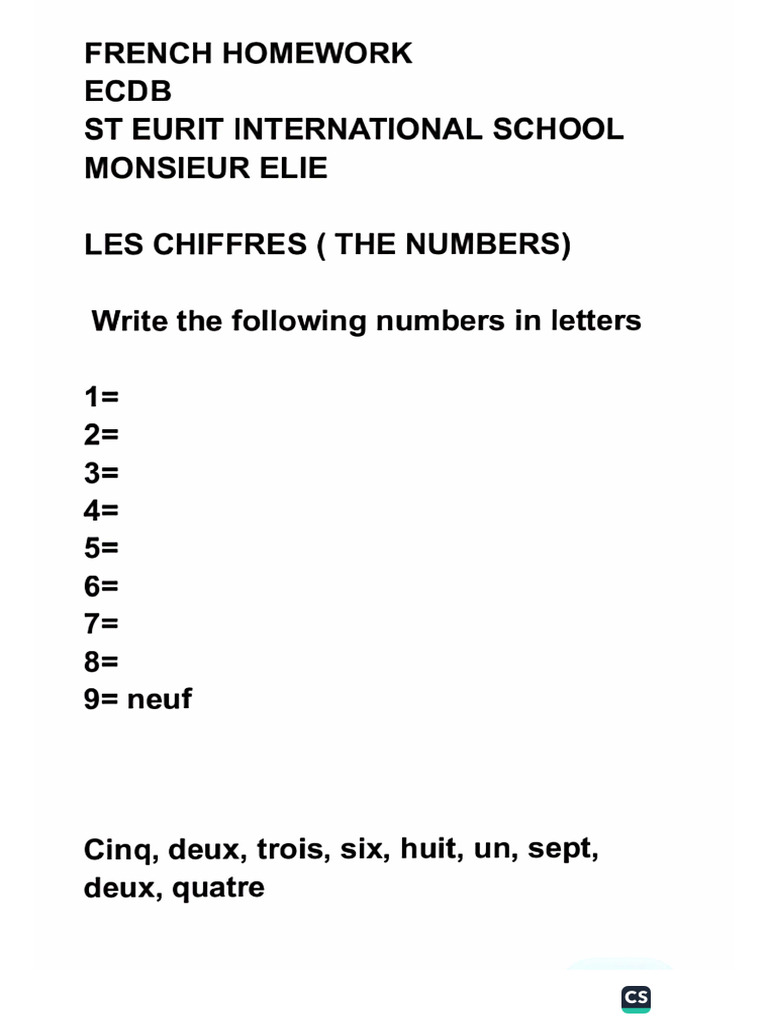 French Homework Ecdb | PDF