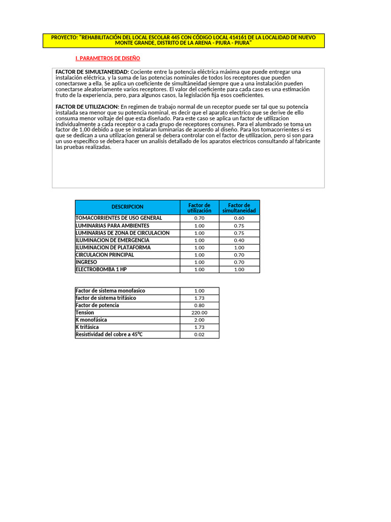 Memoria de Calculo de Instalaciones Electricas | PDF | Física Aplicada ... Memoria de Calculo de Instalaciones Electricas | PDF | Física Aplicada ...