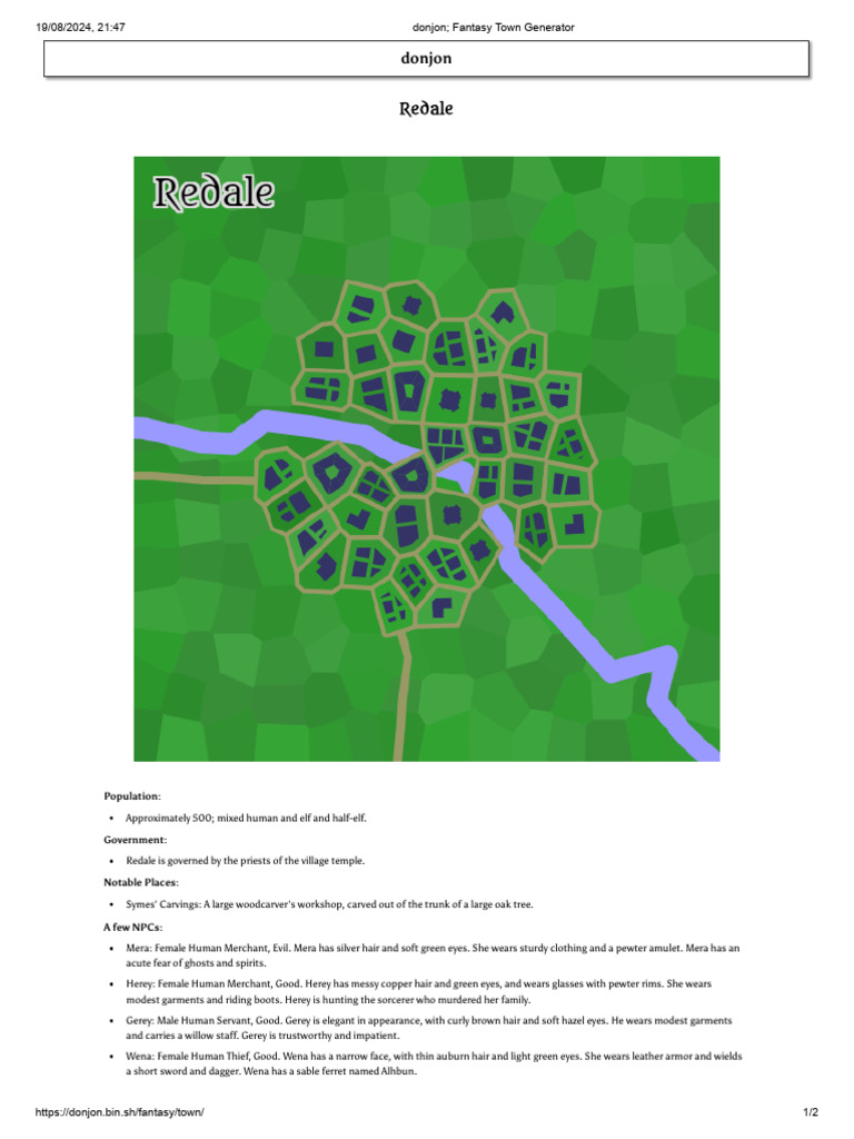 Donjon Fantasy Town Generator | PDF | Clothing