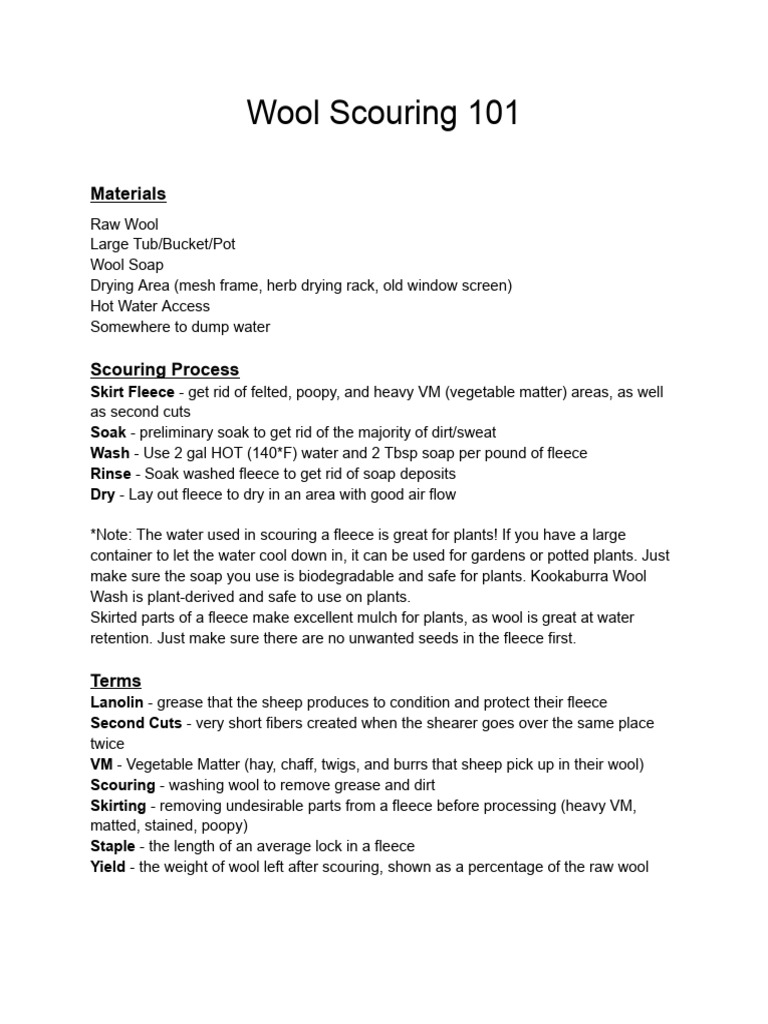 Wool Scouring 101 | PDF | Home & Garden