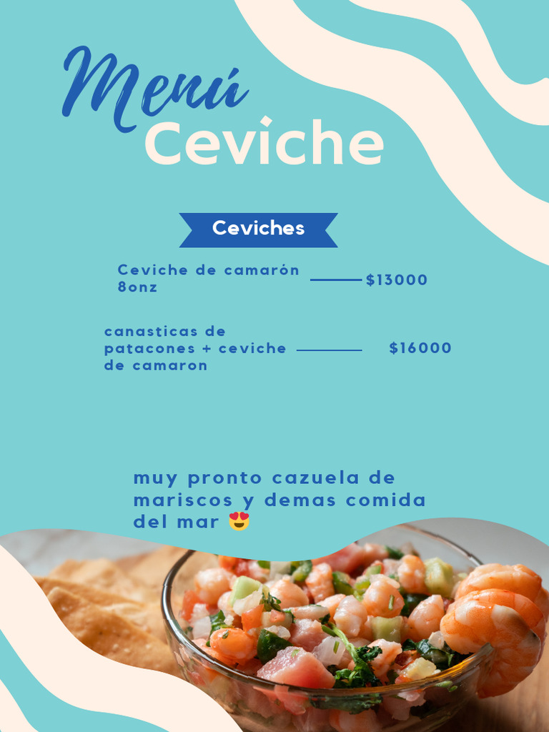 Menú Restaurante Ceviche y Snacks Azul - 20240508 - 213716 - 0000 | PDF