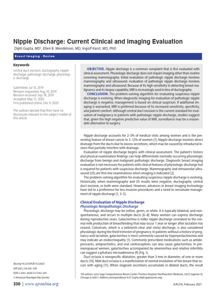 Secrecion Del Pezon 2020 | PDF | Mammography | Breast Cancer