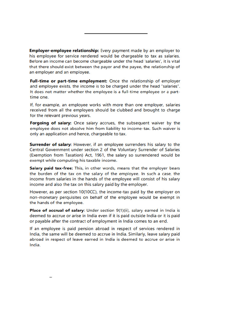 Notes of Income Under Salary (Module 10) | PDF