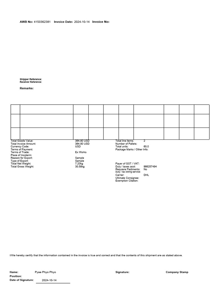 CustomInvoice 4150362381 | PDF | Value Added Tax | Invoice