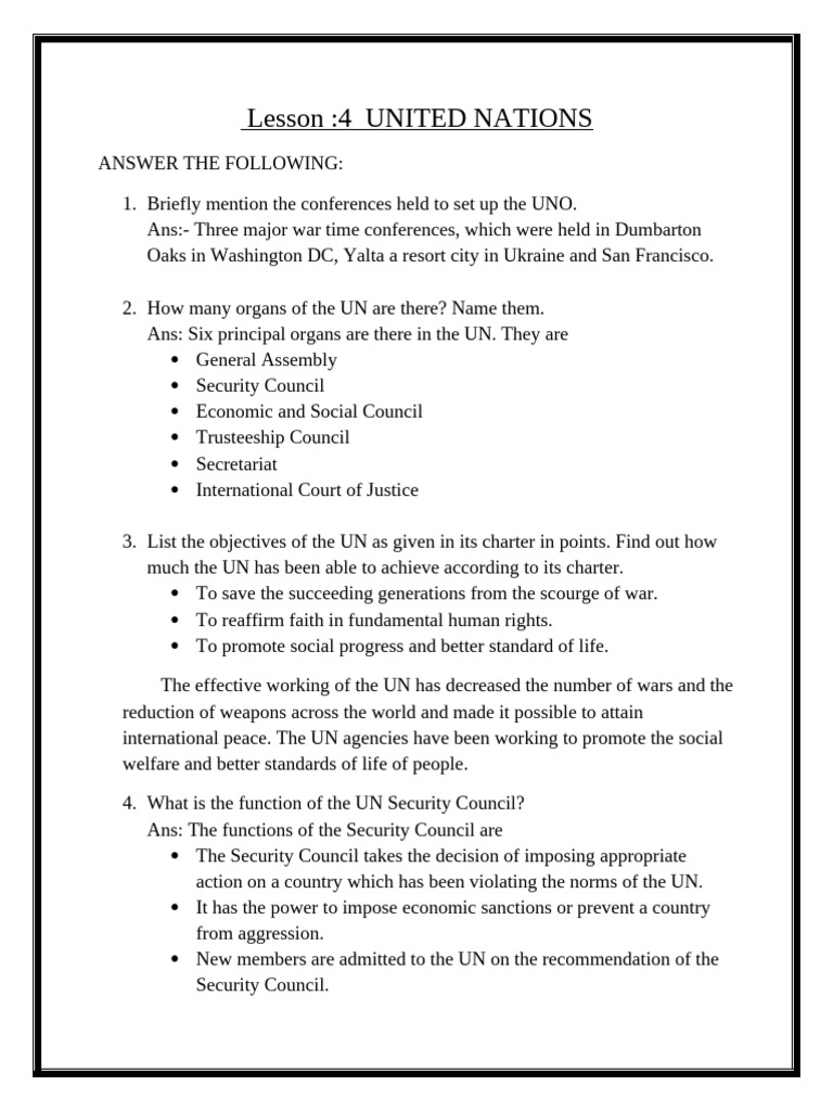 United Nations Notes | PDF | United Nations | International Relations