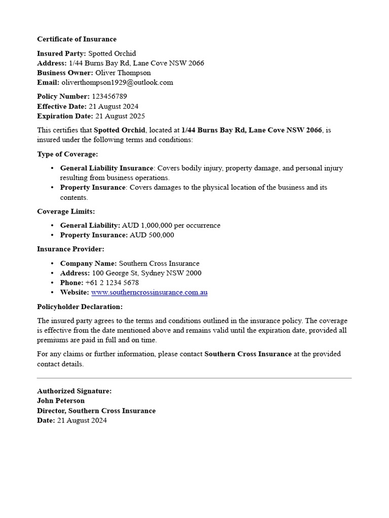 Southern Cross Insurance | PDF