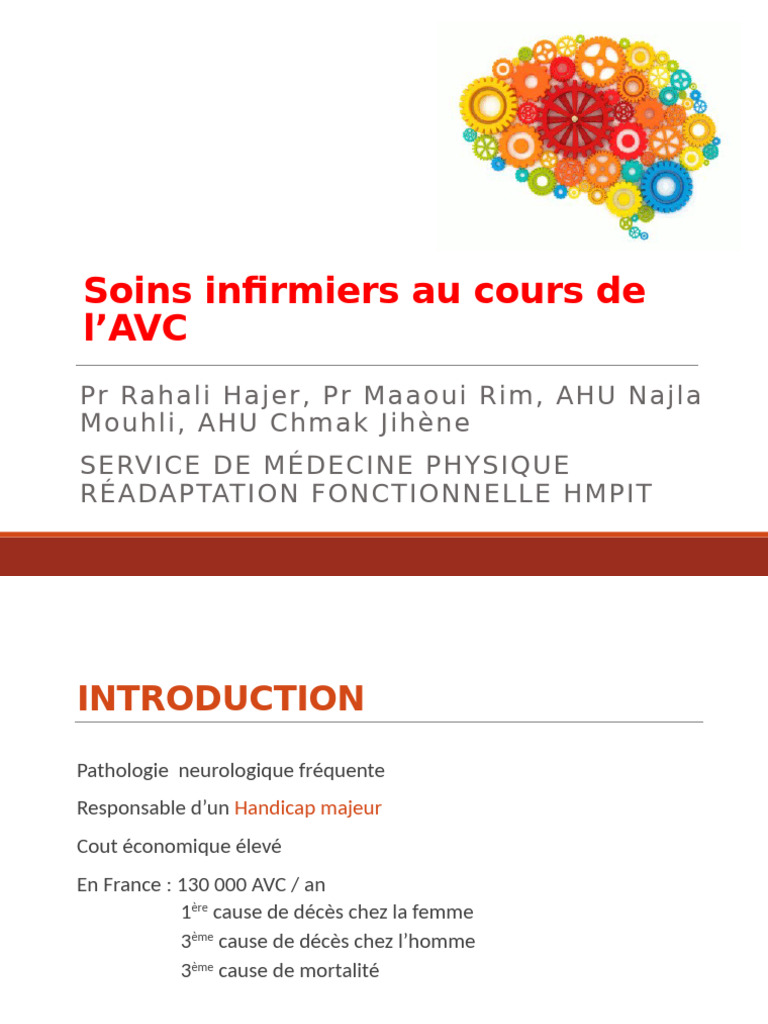 Soins Infirmiers Au Cours de l'AVC | PDF | Accident vasculaire cérébral | Aphasie