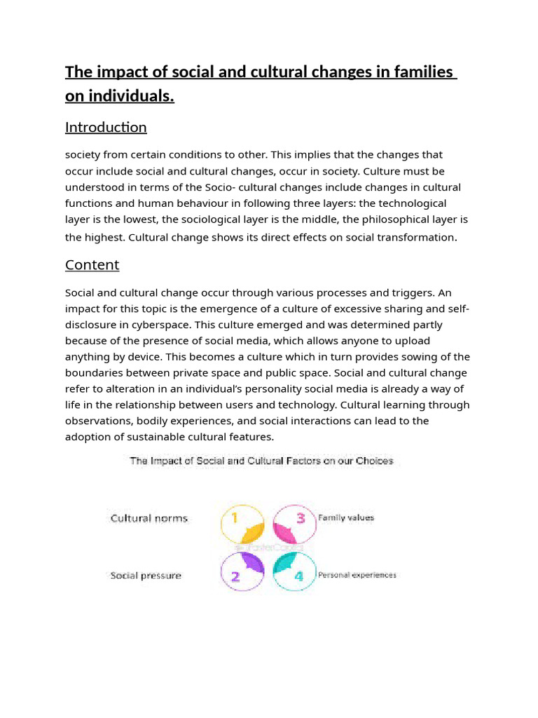 The Impact of Social and Cultural Changes in Families On Individuals-1 ...
