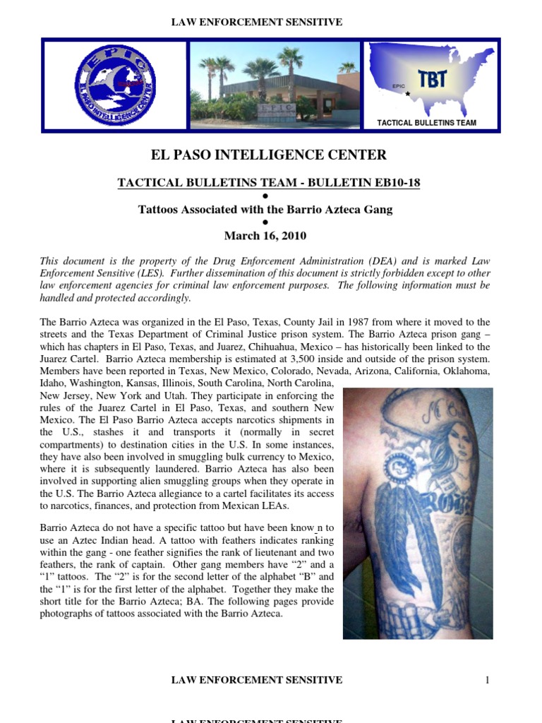 Tattoos Associated With The Barrio Azteca Gang | PDF | Illegal Drug ...