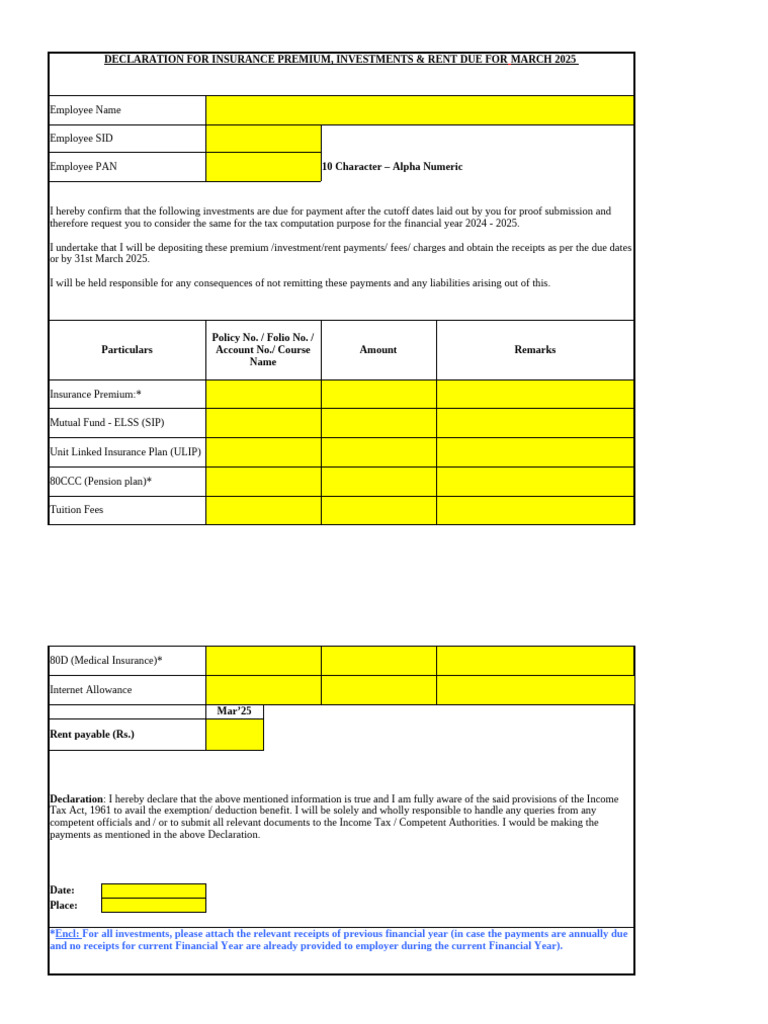 2025 Tax Declaration for Investments | PDF