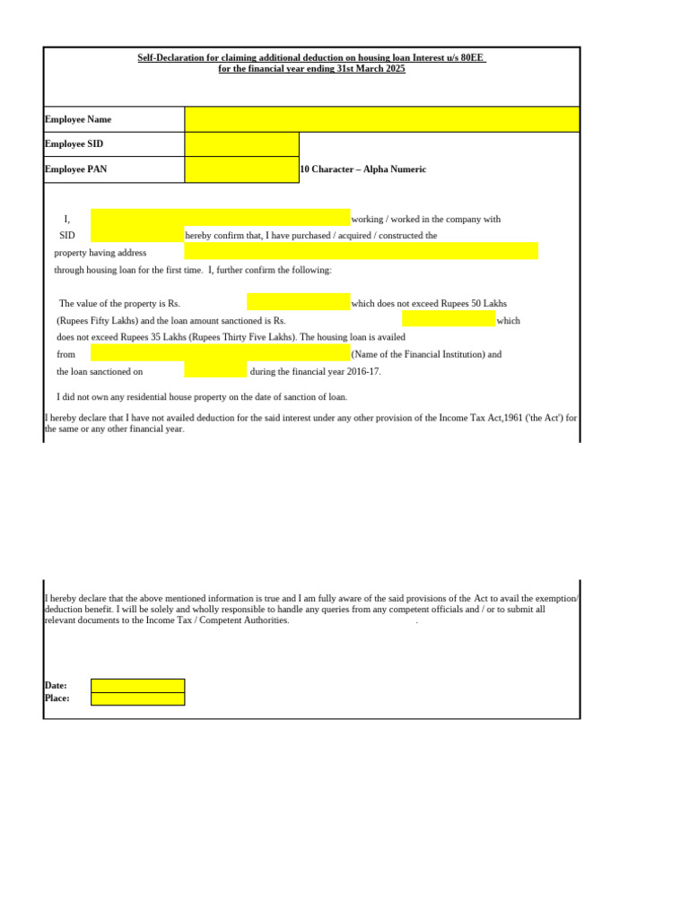 Declaration For 80EE | PDF