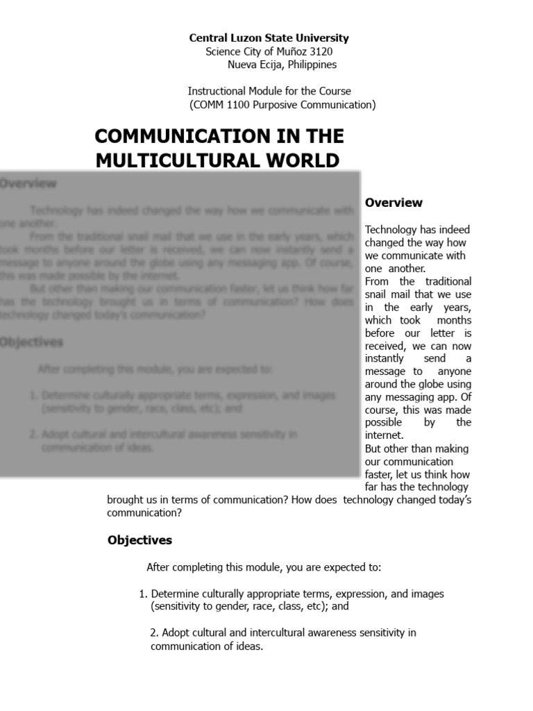Multicultural Communication Module | PDF | Dialect | Language Varieties And Styles