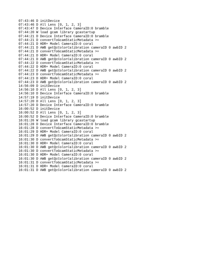 Camera Initialization and Metadata Logs | PDF