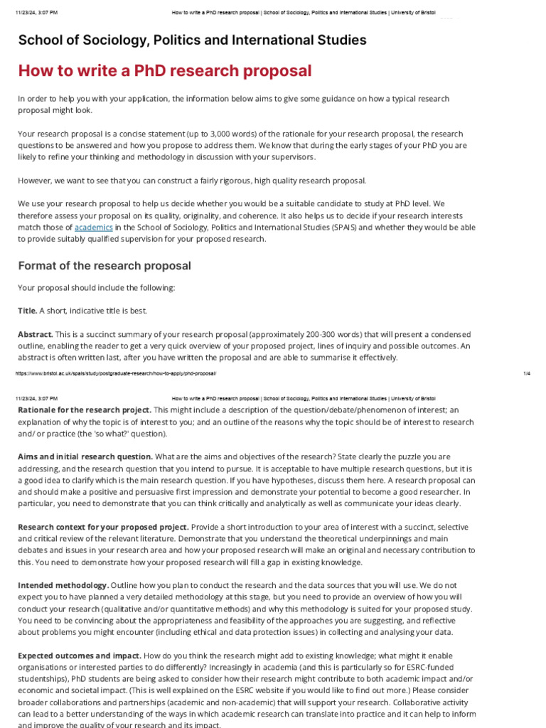 How To Write A PHD Research Proposal - School of Sociology, Politics ...