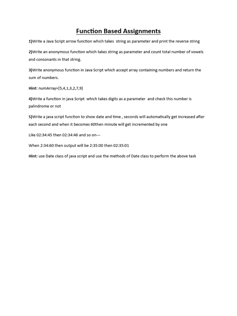 Function Based Assignments | PDF | Computers