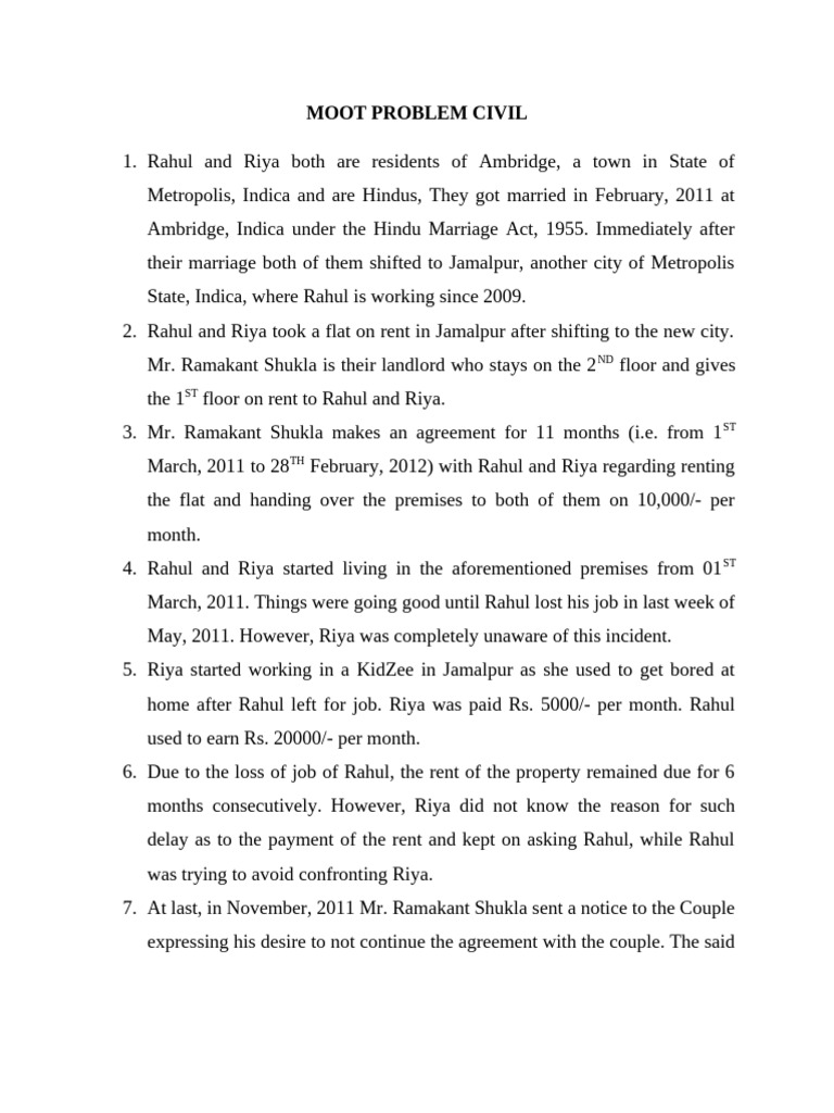 Moot Court Civil Problem | PDF | Lawsuit | Justice