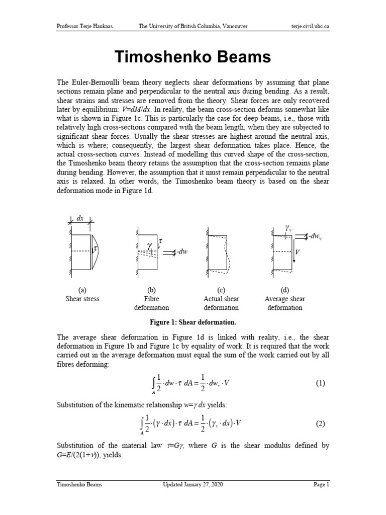 Timoshenko Beams | PDF | Bending | Beam (Structure)