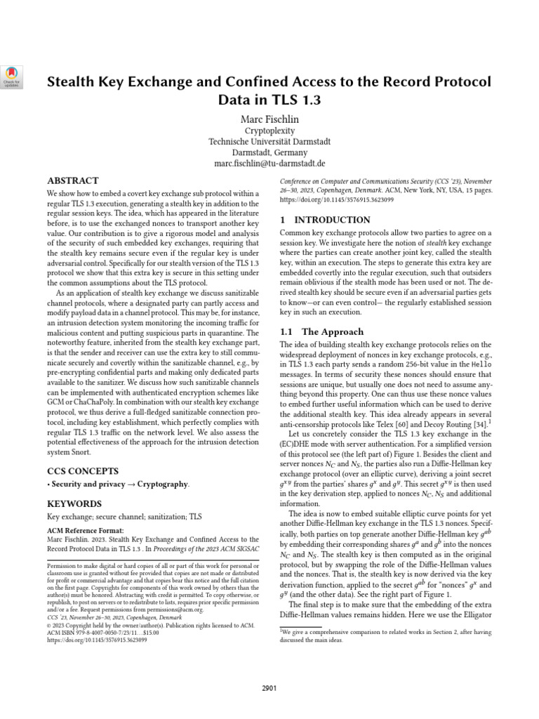 Stealth Key Exchange and Confined Access To The Record Protocol Data in ...