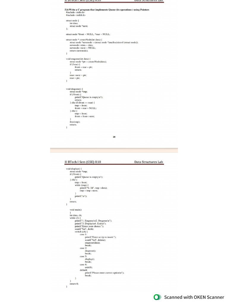 Week 5b Queue Using Pointers | PDF