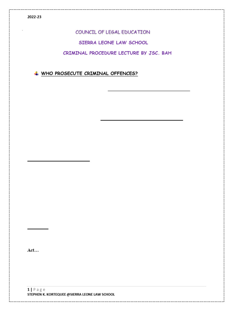 Who Prosecutes Criminal Offences in Sierra Leone? | PDF | Criminal ...