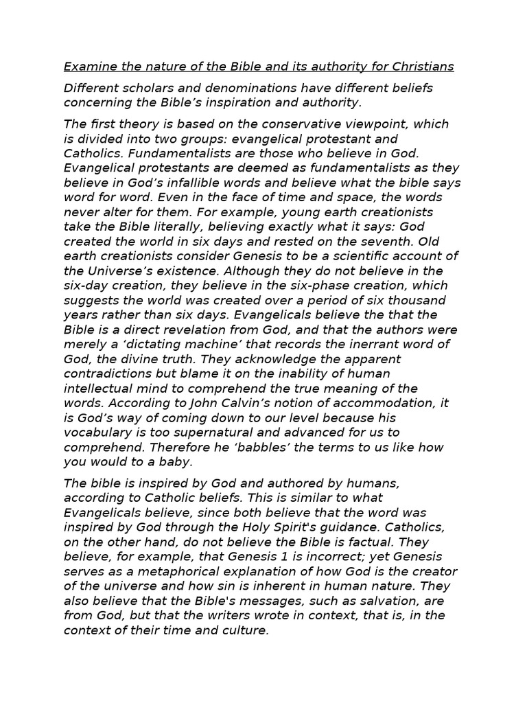 Understanding Biblical Authority in Christianity | PDF | Creationism ...