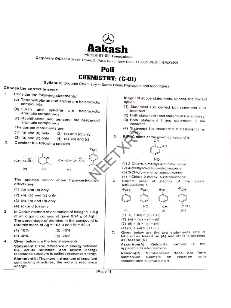 Organic Chemistry Practice Questions | PDF | Photosynthesis | Chloroplast