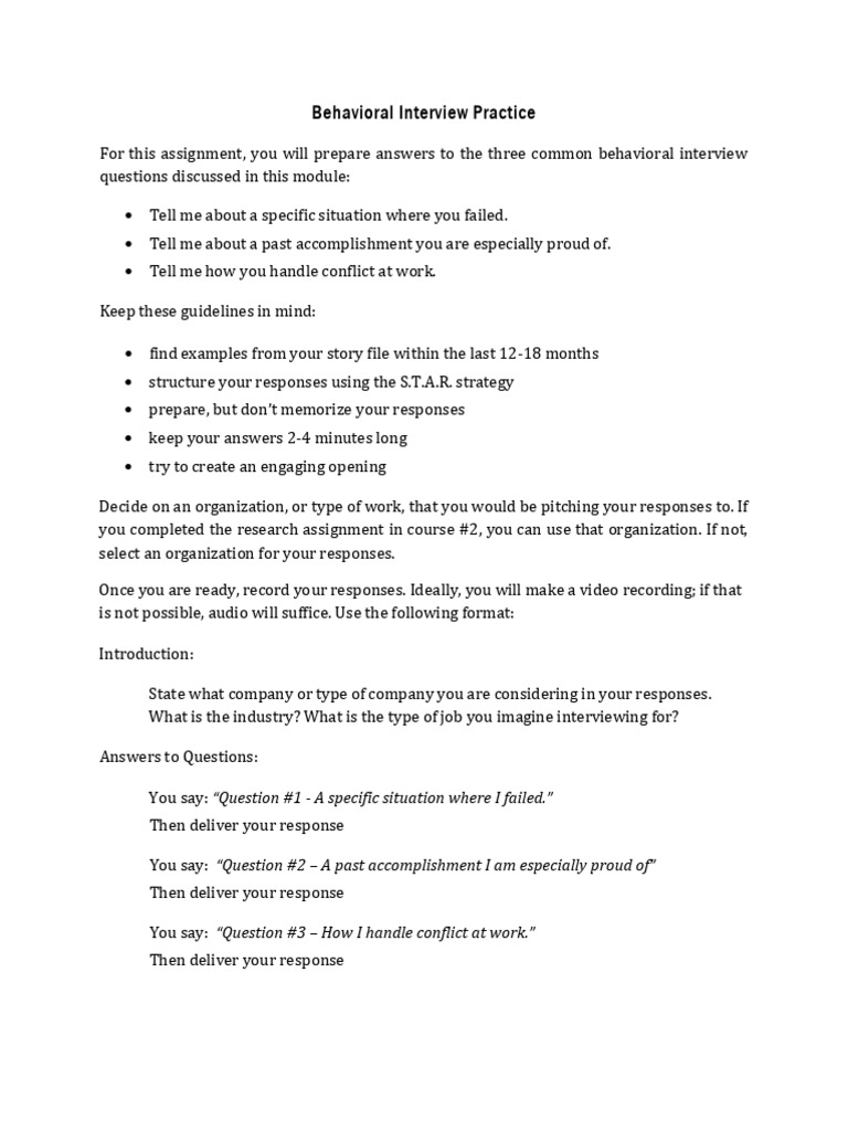 Behavioral Interview Prep Guide | PDF | Career & Growth