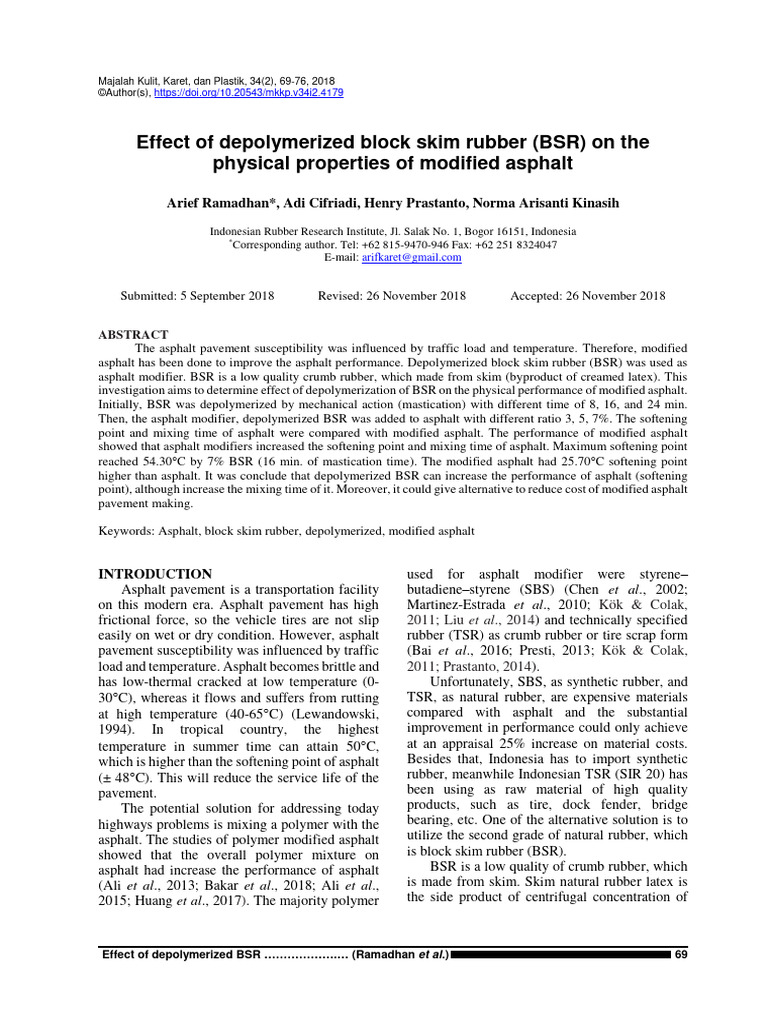 Effect of Depolymerized Block Skim Rubbe 96b6b0c9 | PDF | Polymers ...