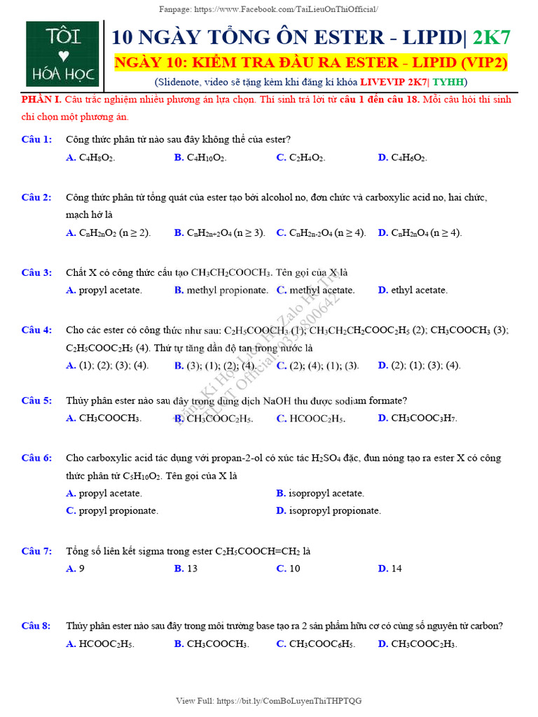 Ngay 10 Kiem Tra Dau Ra Ester Lipid Lan 2 | PDF
