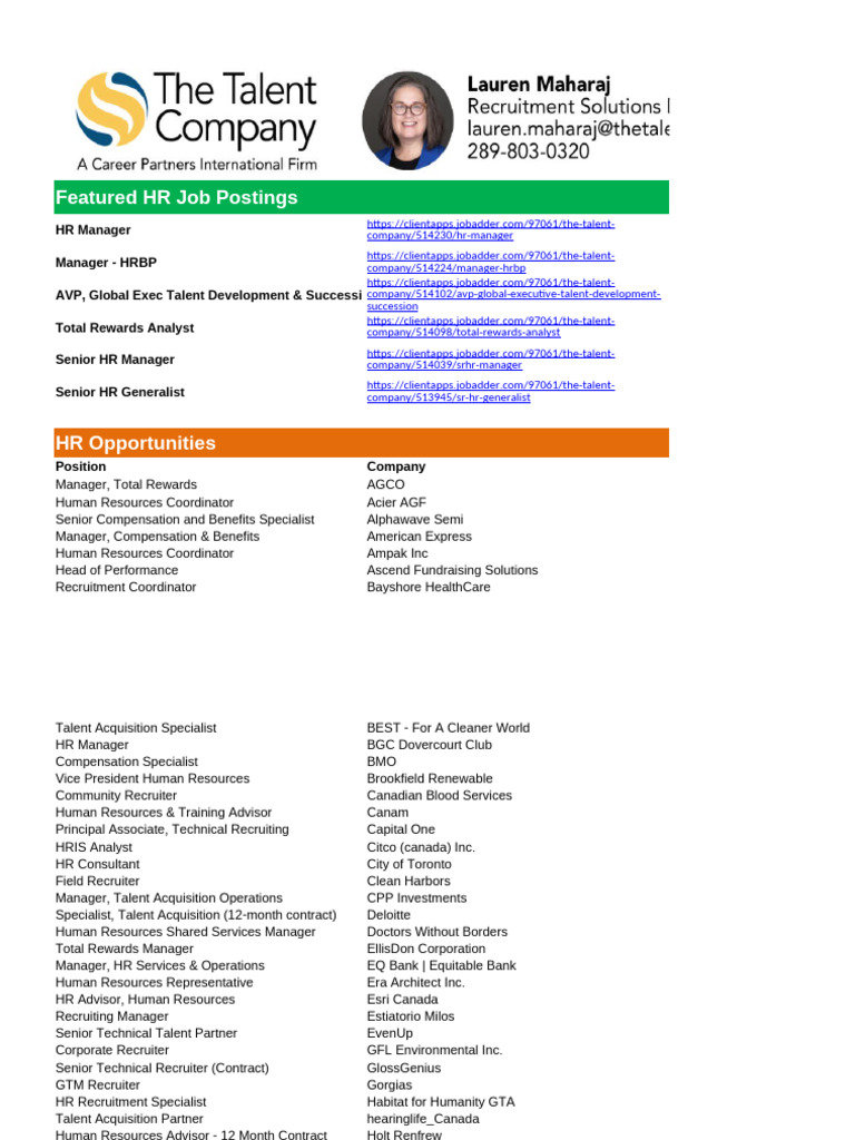 HR Job Postings and Opportunities | PDF | Human Resource Management ...